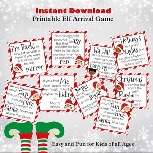 Elf Arrival Day Game, Elf Clue Cards, Elf Arrival Scavenger Hunt, Elf ...