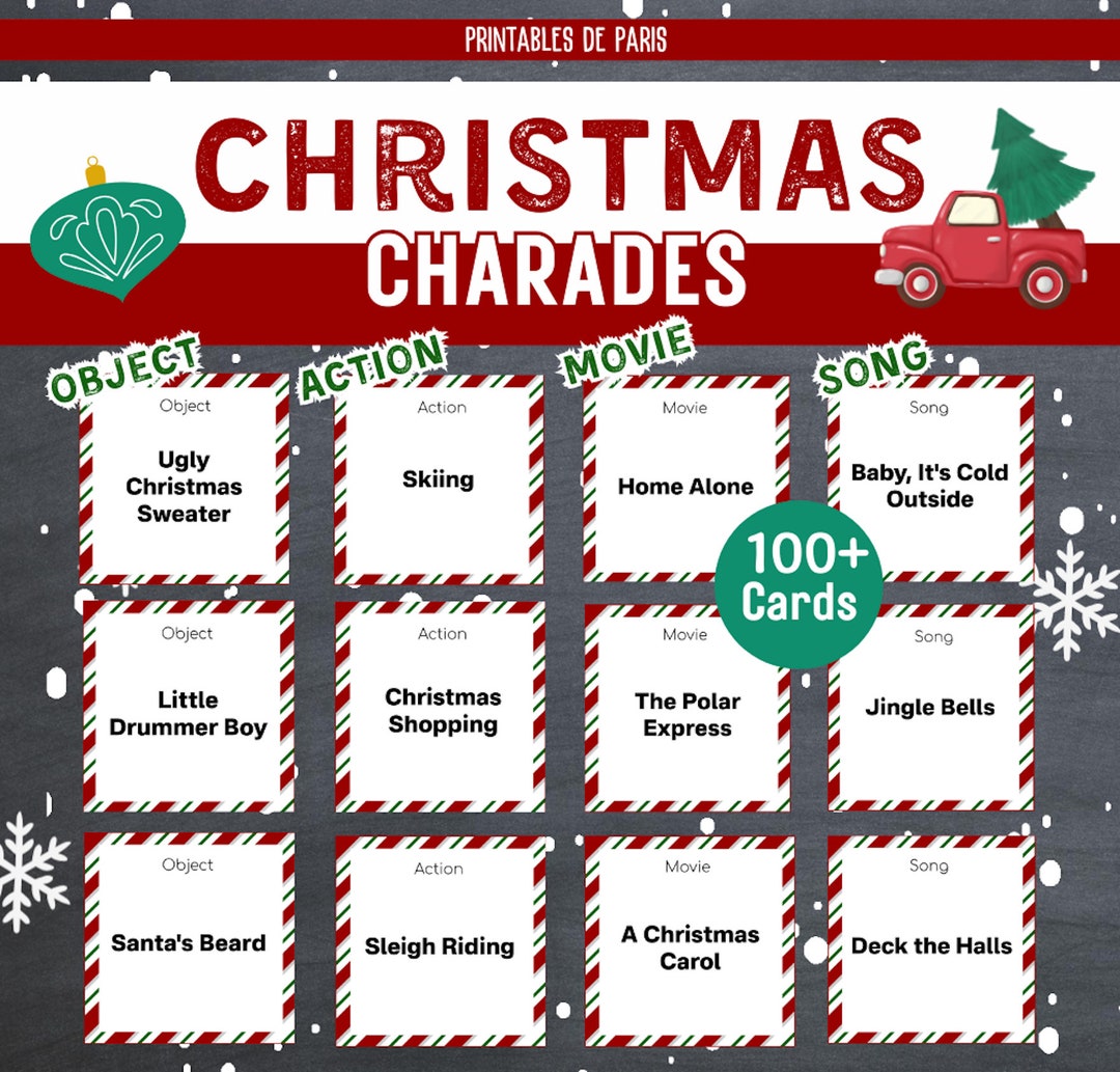 Christmas Charades, Christmas Printable Game, Christmas Party Classroom ...