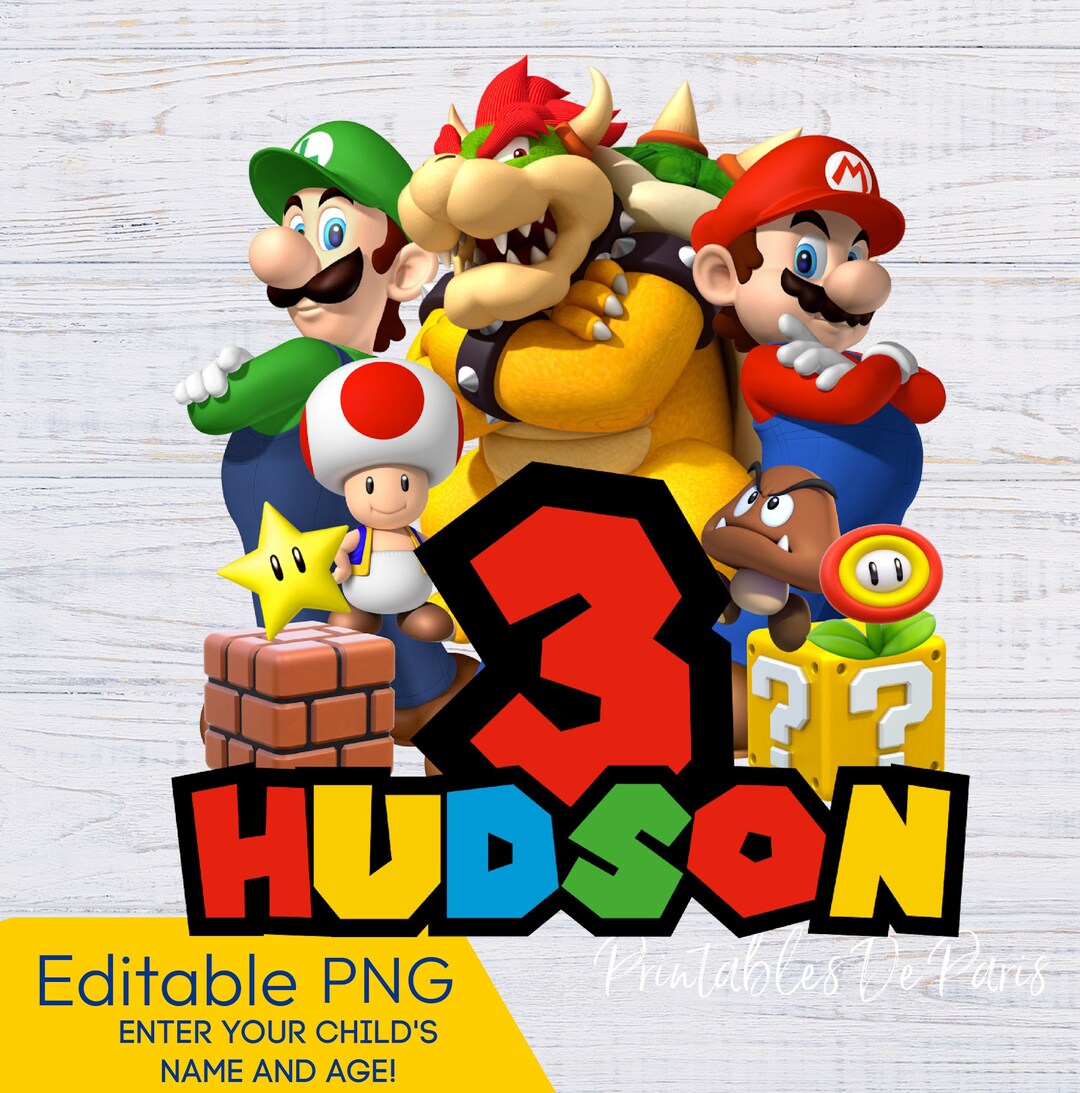 EDITABLE Mario PNG, Mario Birthday Png, Super Mario Bros Clipart, Mario ...