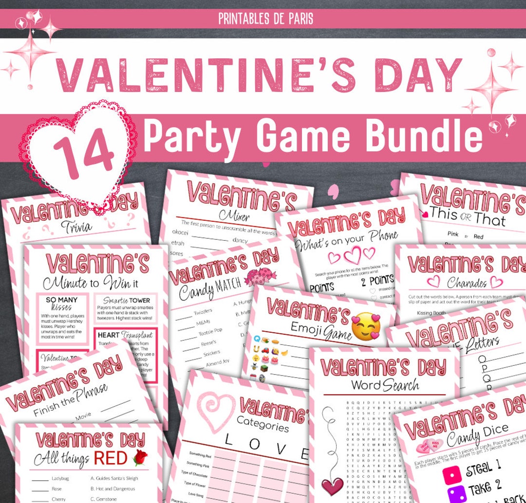 Valentine's Day Printable Games, Valentine's Game Bundle, Valentine's ...