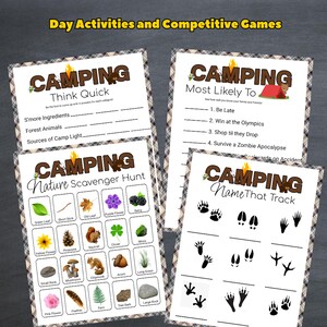 Printable Camping Games With Answer Sheets, Camping Activities, Camping ...