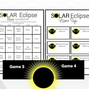 Printable Solar Eclipse Games With Answer Sheets, Solar Eclipse Party ...