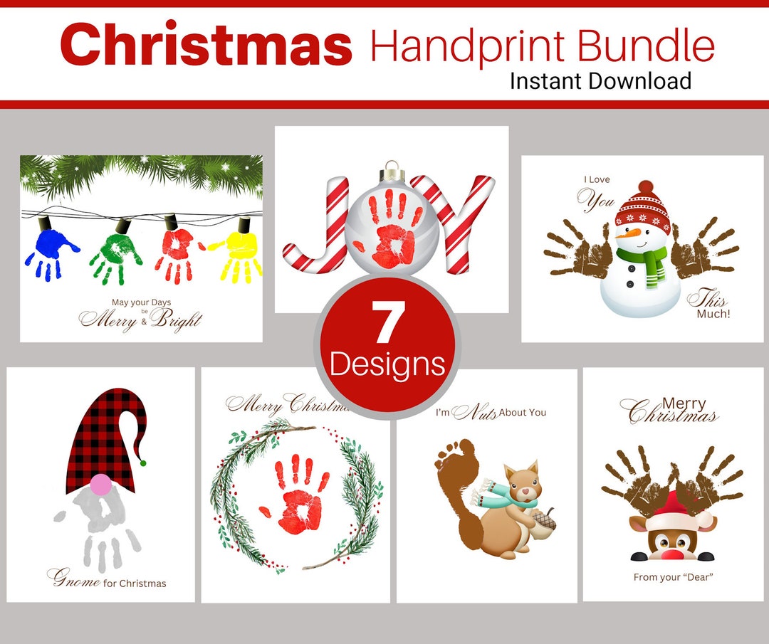 Christmas Handprint Bundle, Printable Handprint Craft, Christmas ...