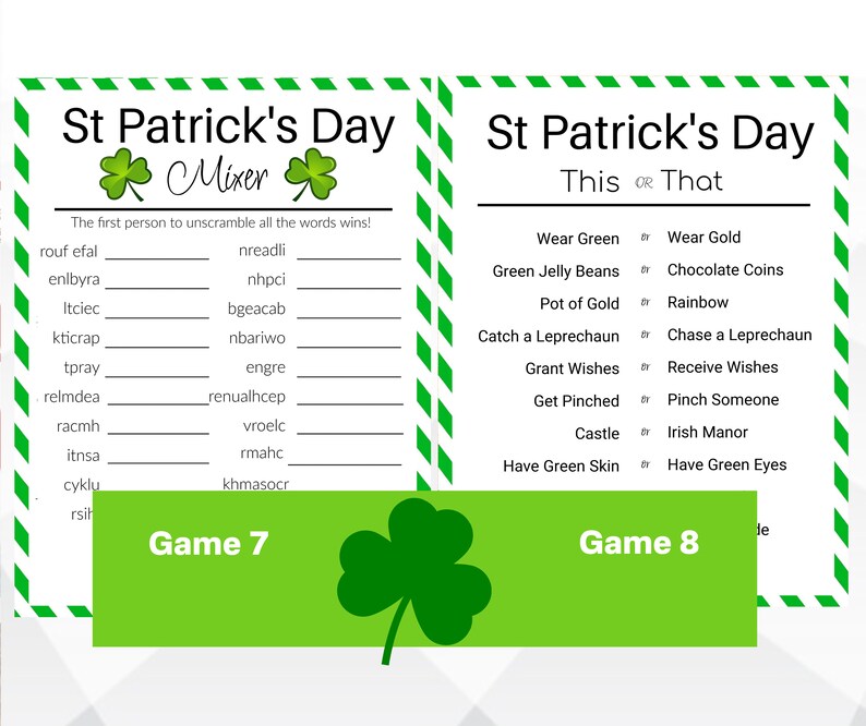 St Patrick's Day Printable Games, St Patrick's Game Bundle, St Patrick ...