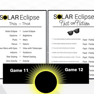 Printable Solar Eclipse Games With Answer Sheets, Solar Eclipse Party ...