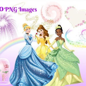 Princess PNG Clipart Bundle With Magic Sparkle Graphics Rainbows ...
