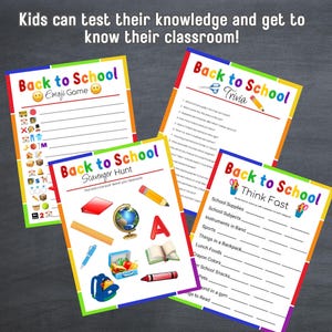 Printable Back to School Games, First Day of School Game Bundle ...