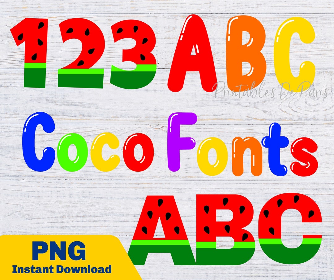 Coco Font PNG Bundle, Watermelon Font, Bubble Font, Watermelon Letters ...