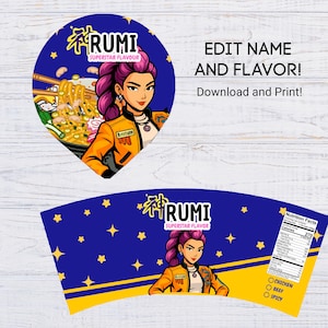 EDITABLE Kpop Demon Hunters Ramen Noodle Labels, K-pop Birthday Png ...