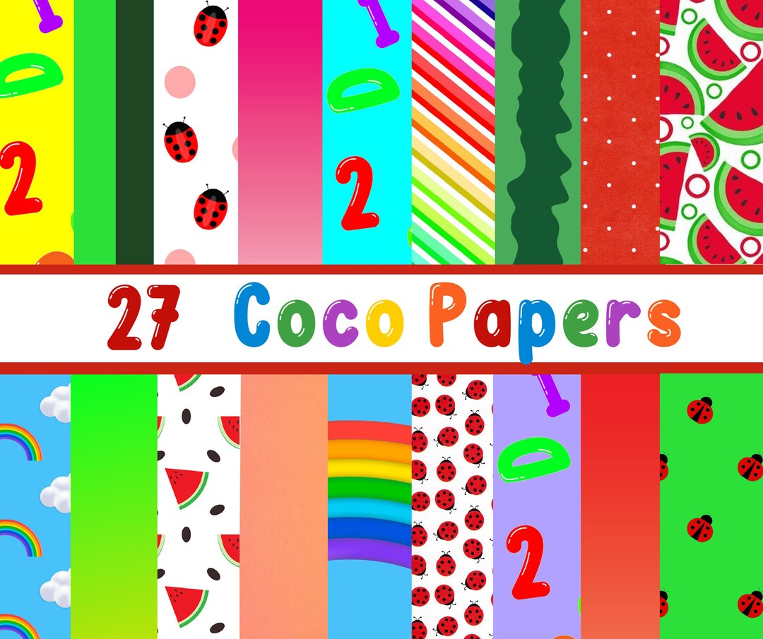 Coco Paper Bundle, Watermelon Digital Papers, Melon Papers, Ladybug ...