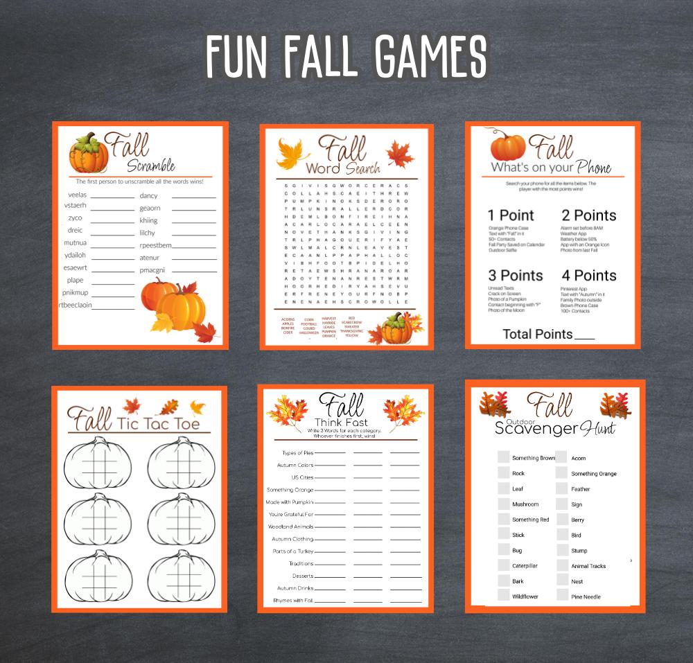 Fall Game Bundle, Fall Printable Games, Fall Family Games, Fall Trivia ...