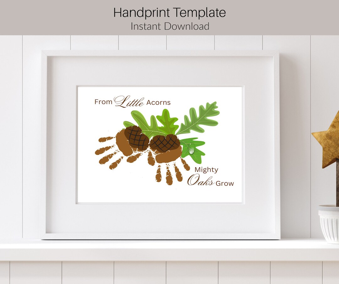 Fall Handprint Printable, Acorn Handprint Craft, Thanksgiving Handprint ...