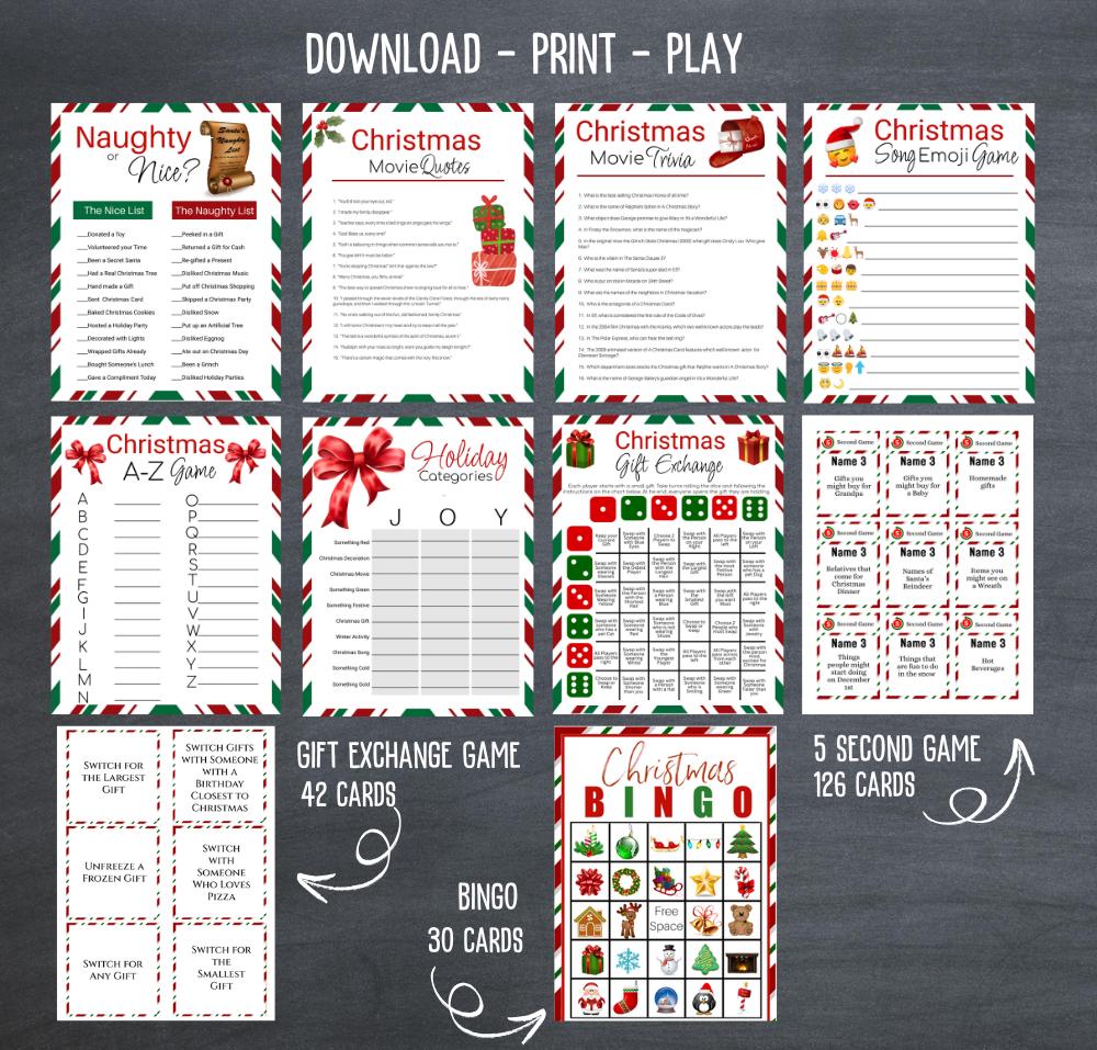 Holiday Office Party Games, Christmas Work Party Printable Games ...