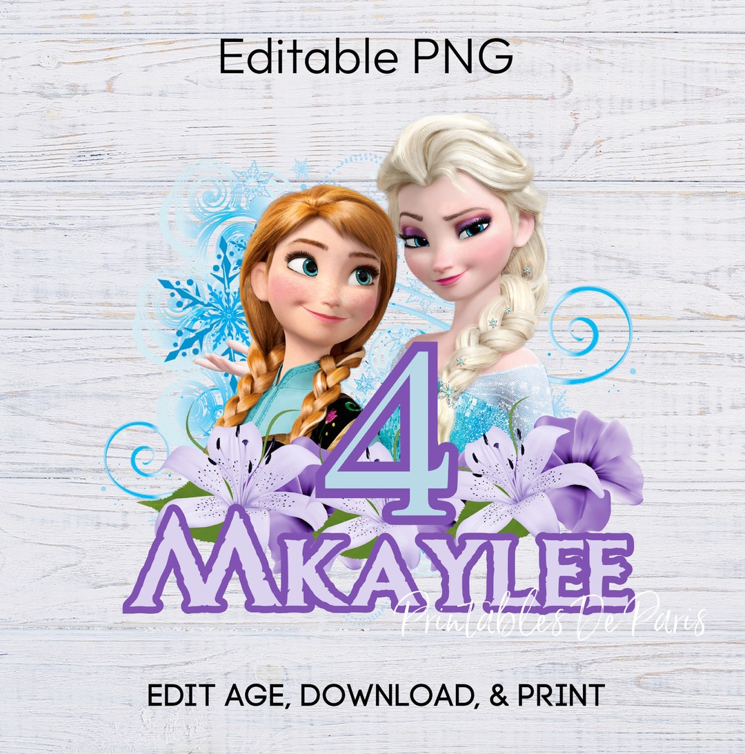 EDITABLE Elsa Anna Frozen PNG, Frozen Birthday Png, Elsa Anna Birthday ...