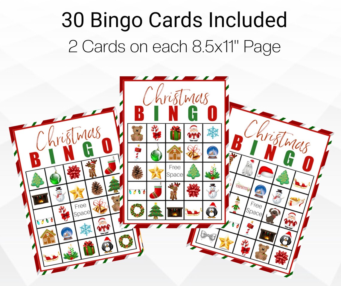 Christmas Bingo, Christmas Printable Bingo Cards, Christmas Party ...