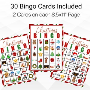 Christmas Bingo, Christmas Printable Bingo Cards, Christmas Party ...