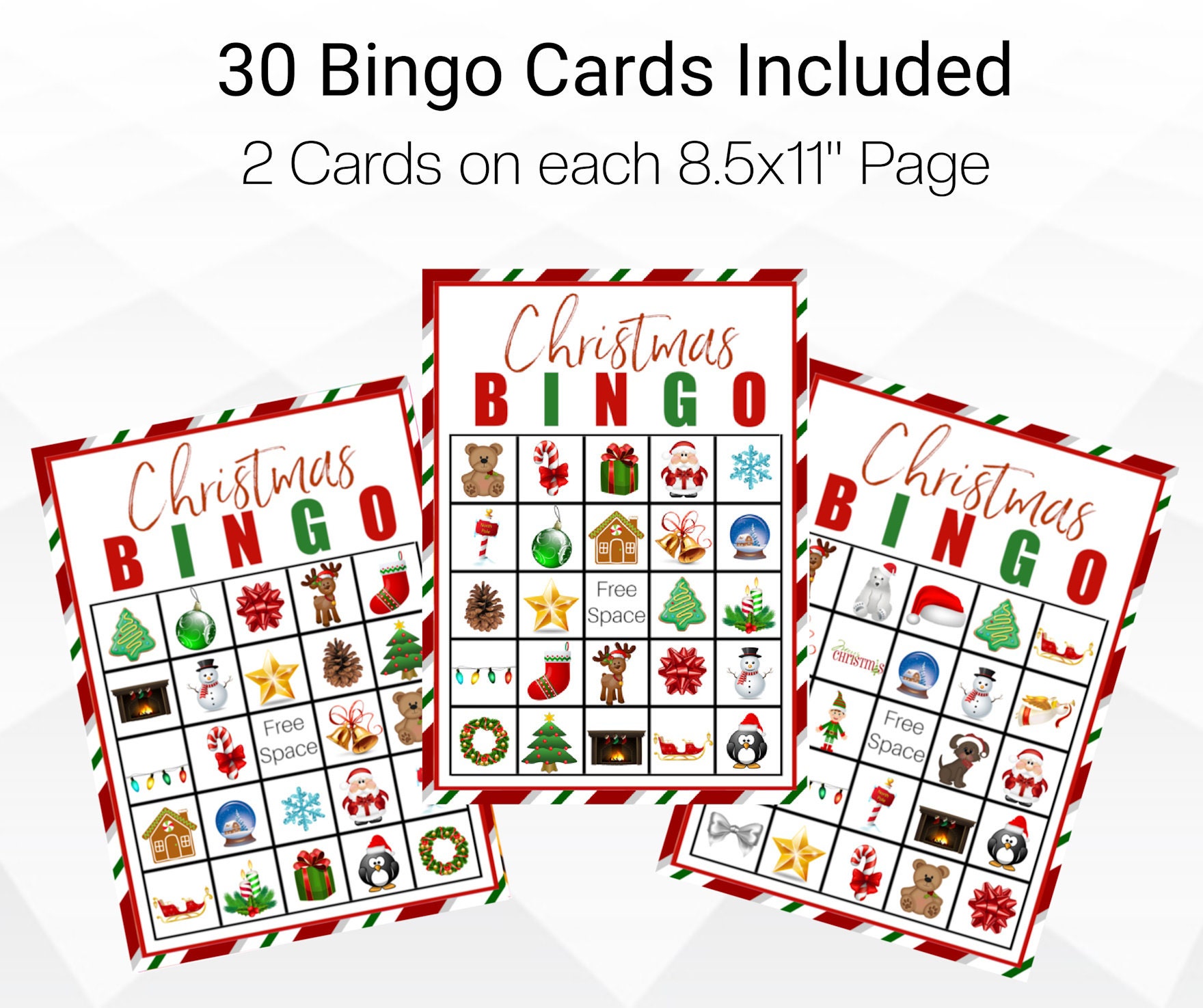Christmas Bingo, Christmas Printable Bingo Cards, Christmas Party ...