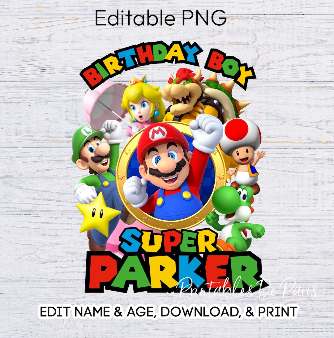 EDITABLE Mario PNG, Mario Birthday Png, Super Mario Bros Clipart Digital Download, Mario ...