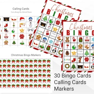 Christmas Bingo, Christmas Printable Bingo Cards, Christmas Party ...