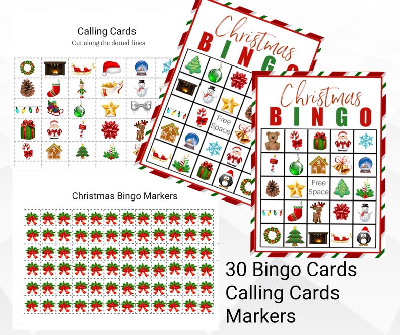 Christmas Bingo, Christmas Printable Bingo Cards, Christmas Party ...
