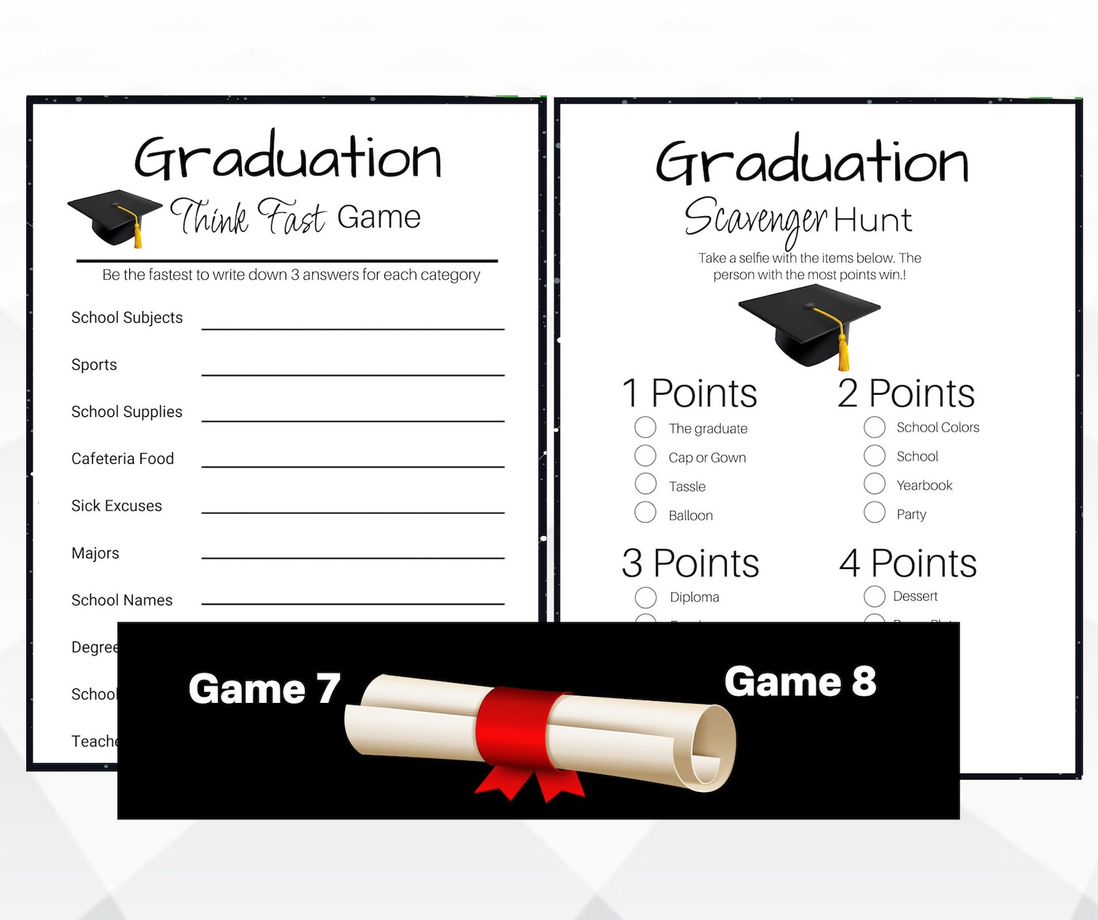 Printable Graduation Party Games With Answer Sheets, 2024 Graduation ...