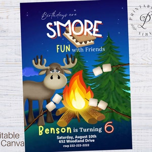 S'mores Birthday Invitation, Camping S'mores Birthday Invite, Backyard ...