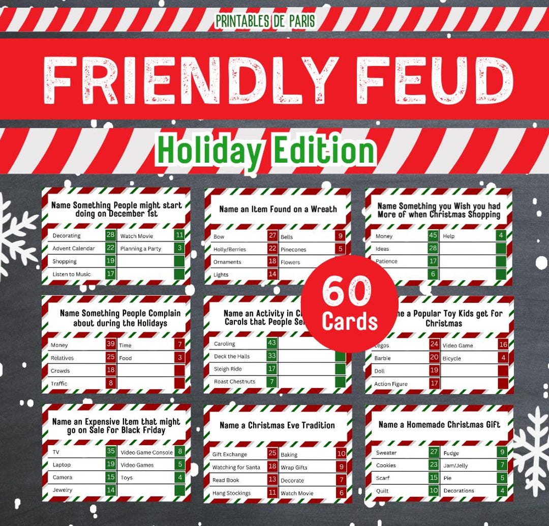 Christmas Friendly Feud Game, Holiday Party Game, Printable Game Adults ...