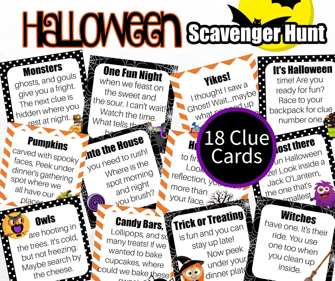 Halloween Treasure Hunt, Halloween Scavenger Hunt Game, Halloween ...