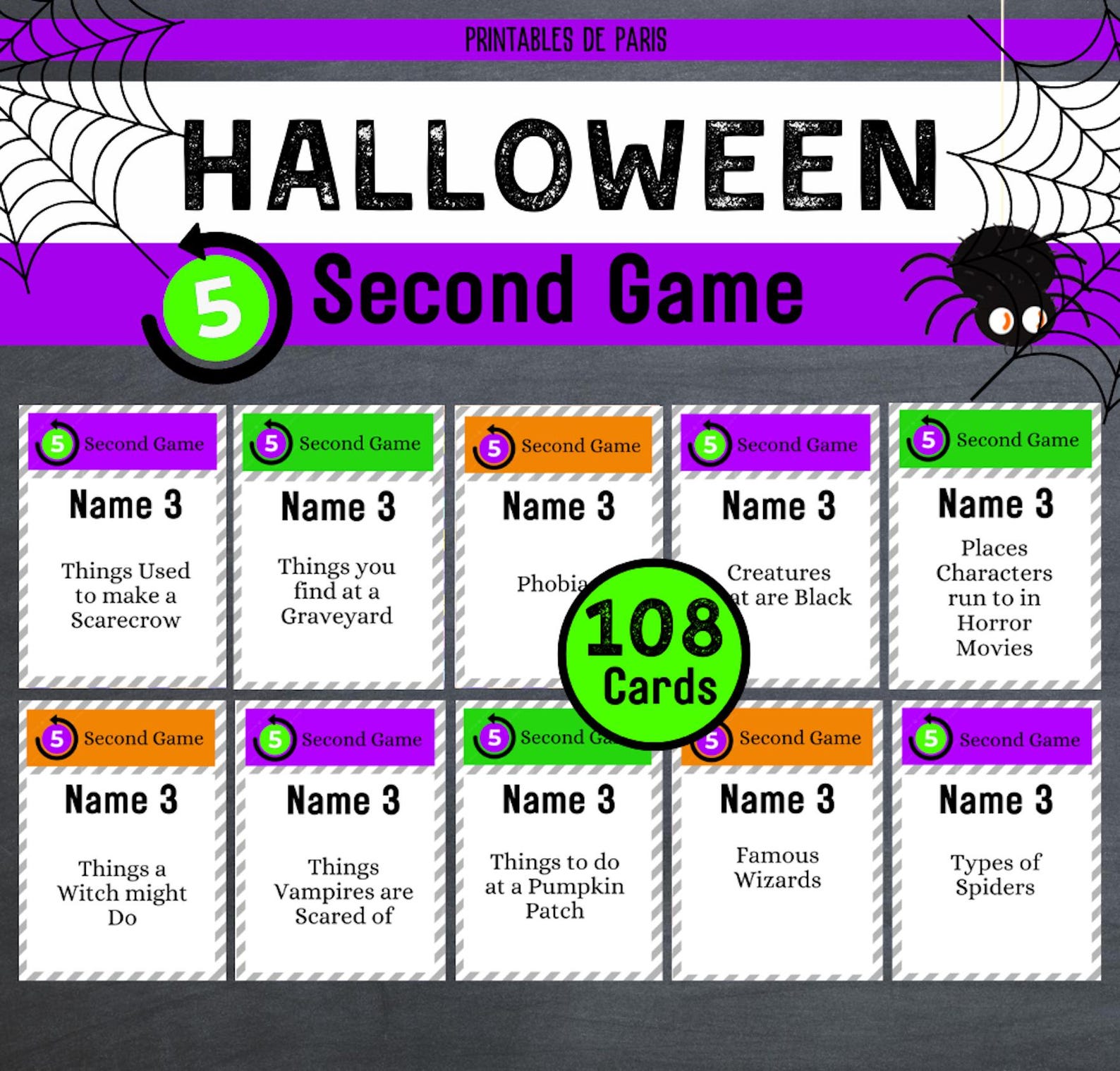 Halloween 5 Second Game, Halloween Party Game, Halloween Family Game ...