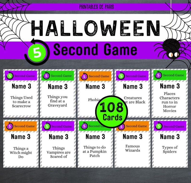 Halloween 5 Second Game, Halloween Party Game, Halloween Family Game ...
