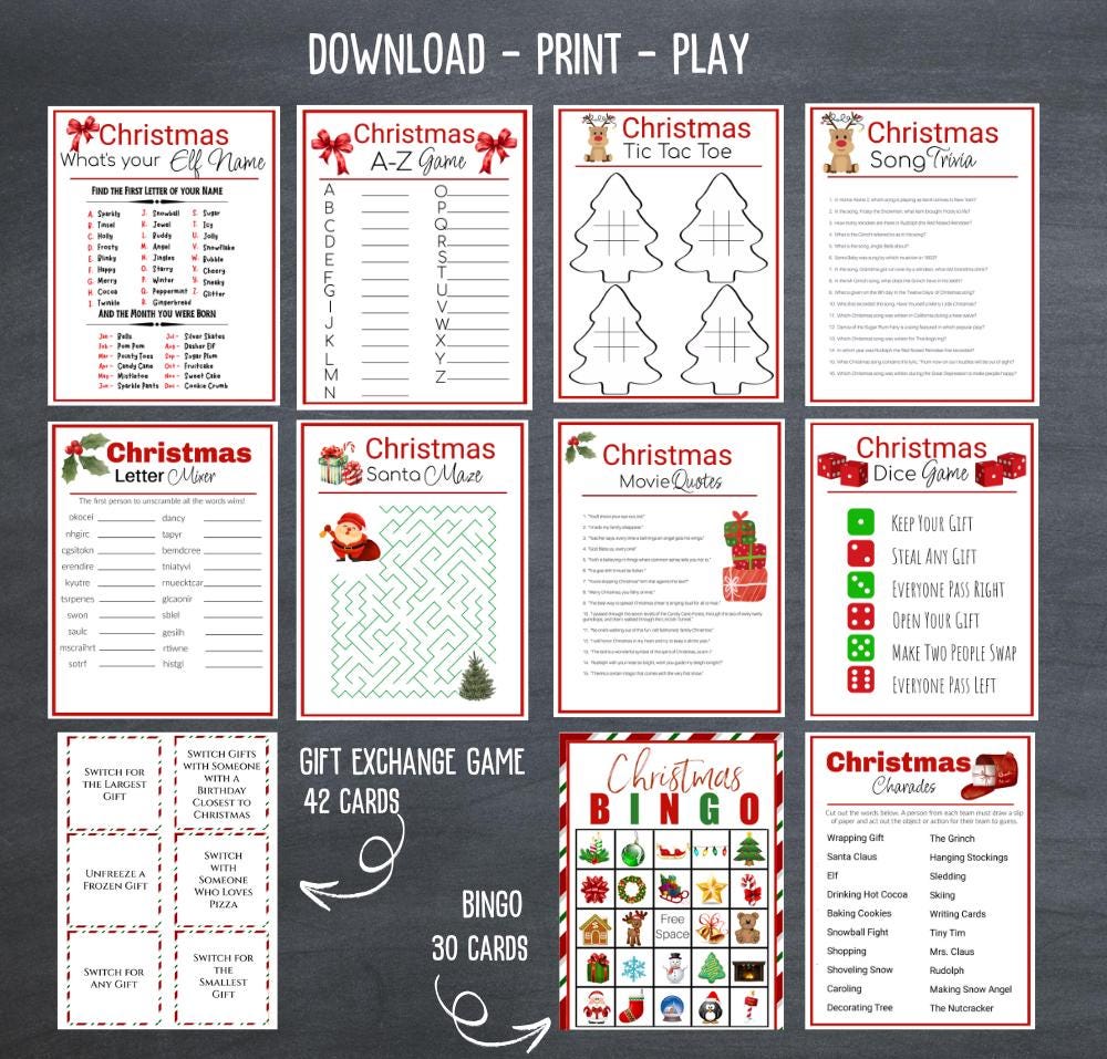 Christmas Game Bundle, Christmas Party Printable Game, Christmas Party ...