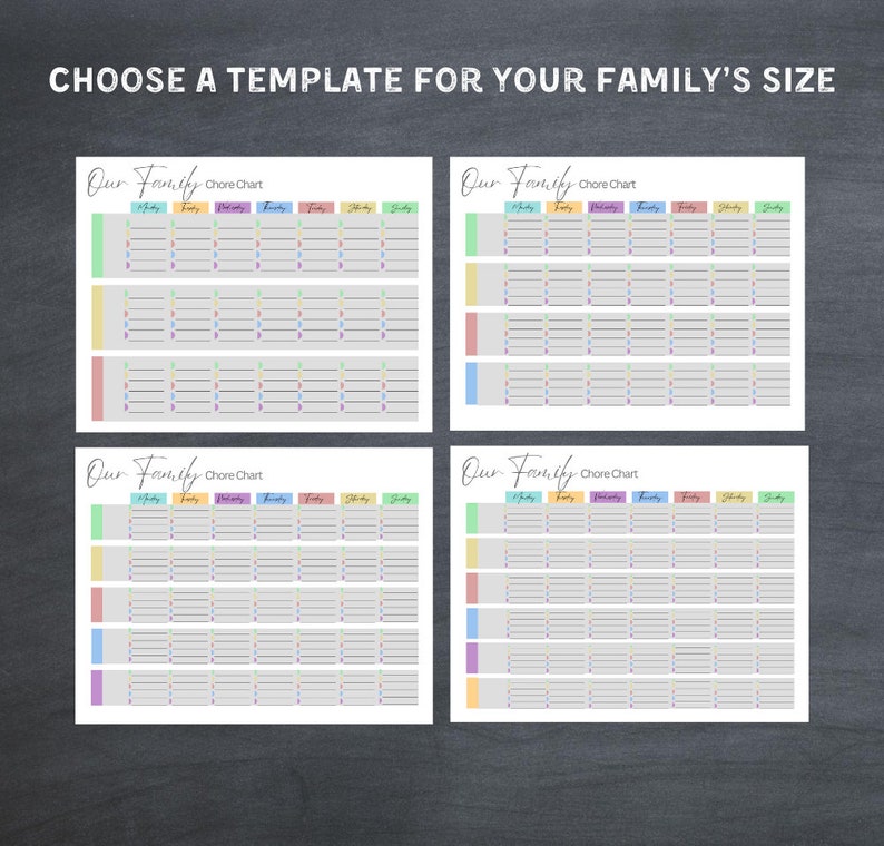 Editable Family Chore Chart, Printable Weekly Chore Chart, Family ...