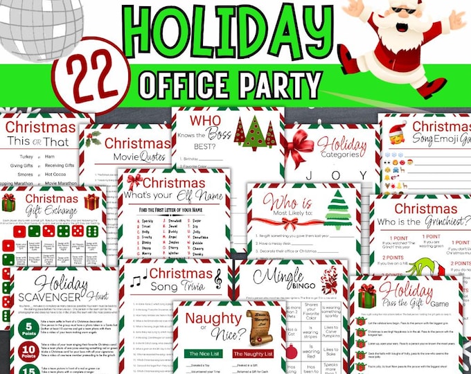 Holiday Office Game Printable | Christmas Work Party | Virtual Party ...