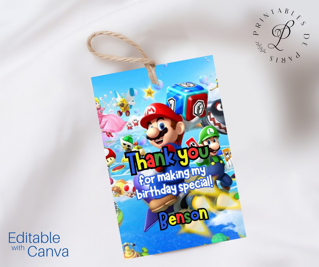 Mario Birthday Thank You Tag Mario Birthday Favor Tag Super - Etsy Canada