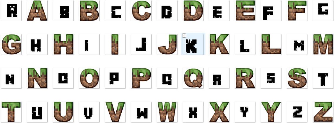 Mine Font, Video Game PNG Alphabet for Mine Shirt Cake Topper, Birthday ...