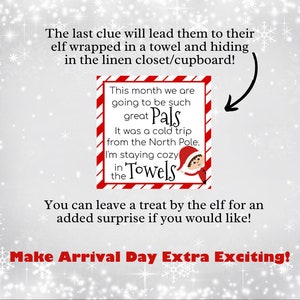 Elf Arrival Day Game, Elf Clue Cards, Elf Arrival Scavenger Hunt, Elf ...
