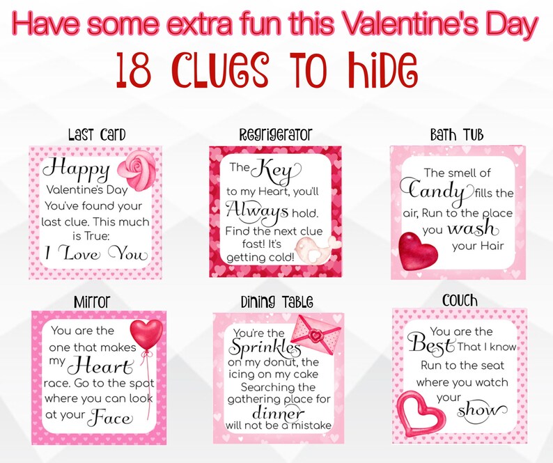 Valentine's Day Scavenger Hunt Valentine's Treasure - Etsy