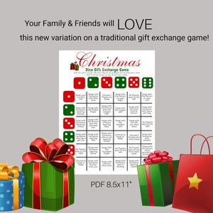 Christmas Gift Exchange Dice Game, Christmas Printable Game, School ...