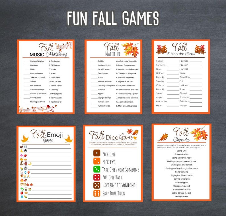 Fall Game Bundle, Fall Printable Games, Fall Family Games, Fall Trivia ...