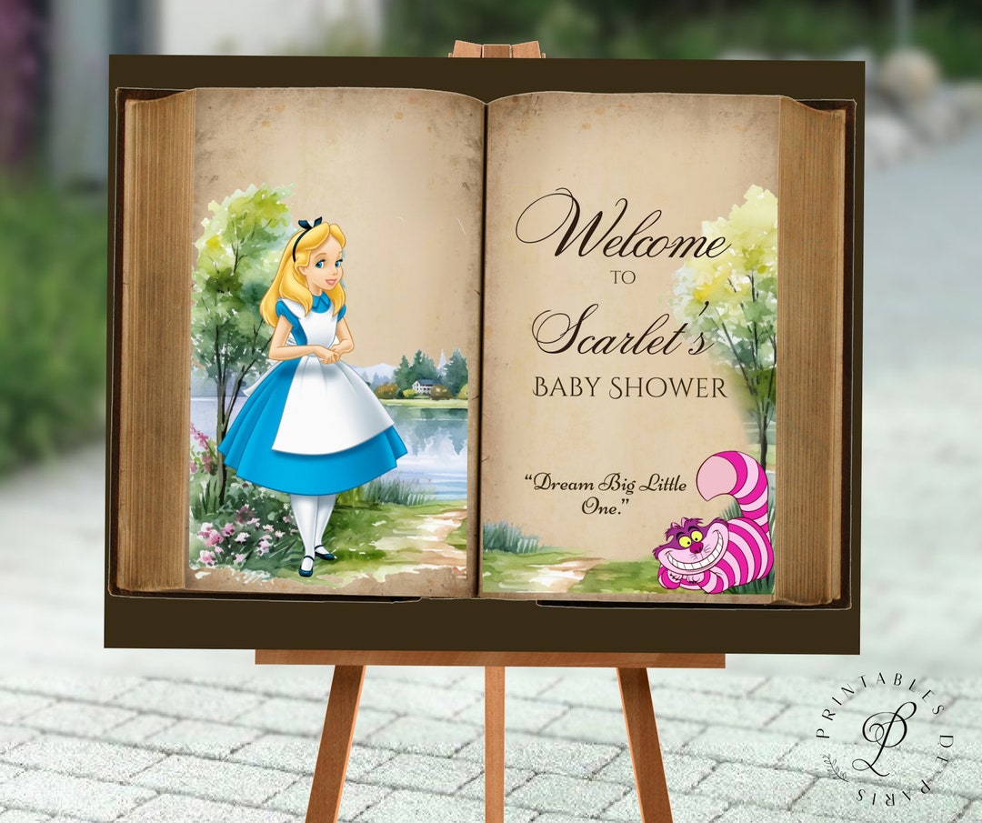 Alice in Wonderland Baby Shower Sign, Alice in Wonderland Baby Shower ...