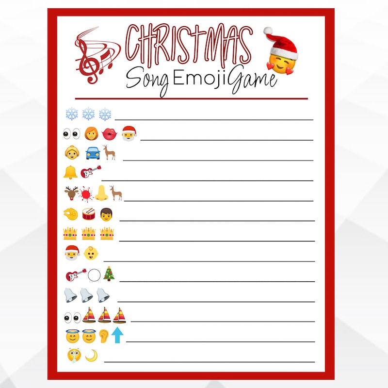 Christmas Song Emoji Game With Answer Key - Etsy