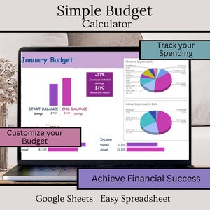 Simple Budget Planner for Google Sheets, Monthly Budget Spreadsheet ...