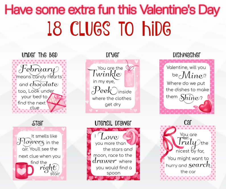 Valentine's Day Scavenger Hunt Valentine's Treasure - Etsy