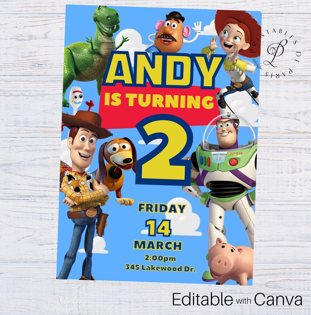 Toy Story Birthday Invitation Woody Buzz Birthday Invite, Editable Toy ...