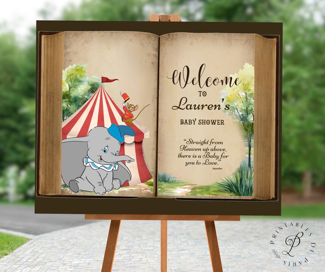 Dumbo Baby Shower Sign, Dumbo Baby Shower, Dumbo Welcome Sign Baby ...