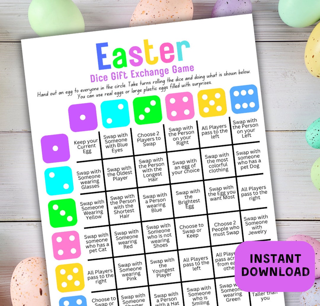 Easter Dice Game, Easter Egg Dice Printable Game, Easter Party ...