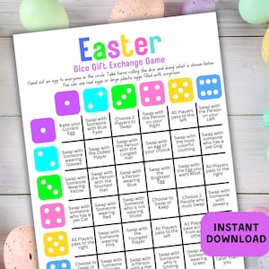 Easter Dice Game, Easter Egg Dice Printable Game, Easter Party ...