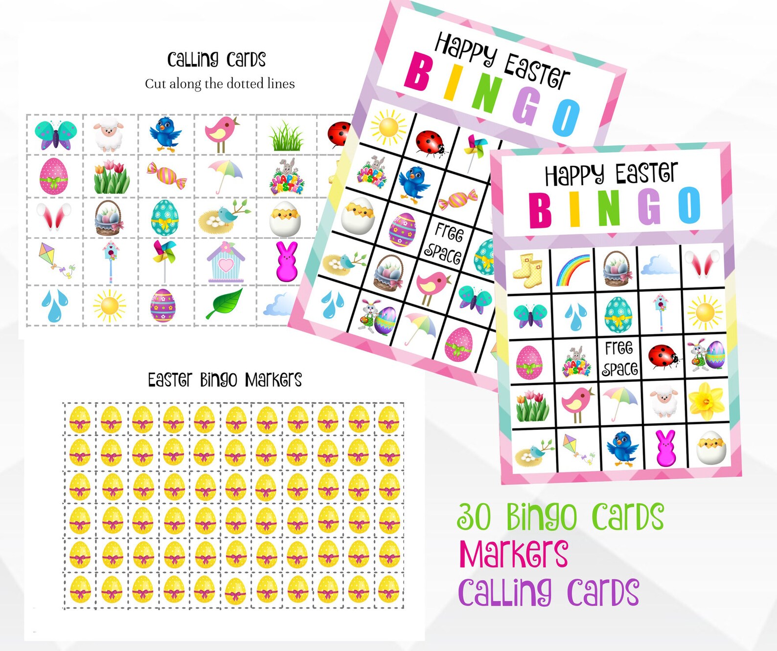 Easter Bingo, Easter Printable Bingo Cards, Easter Party Classroom Game ...