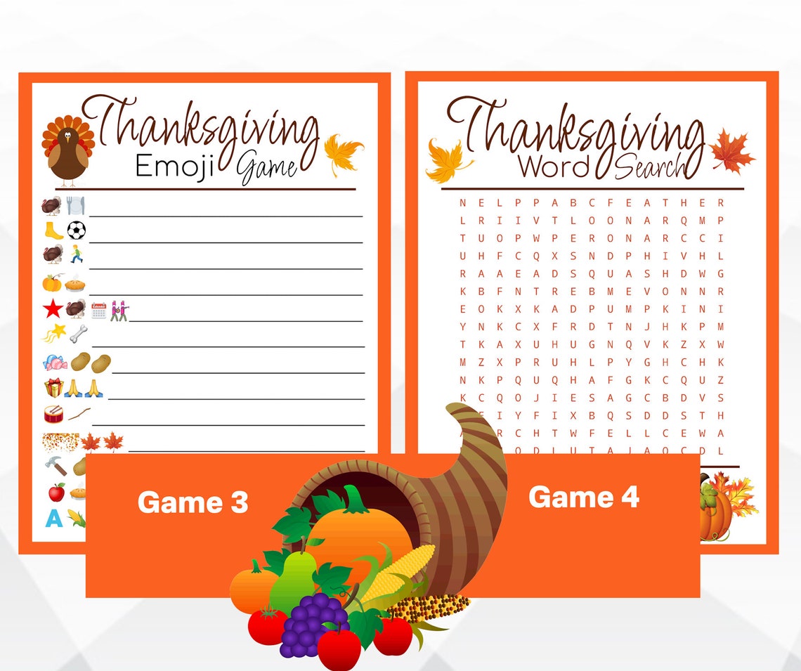 Thanksgiving Game Bundle, Thanksgiving Printable Game, Thanksgiving ...