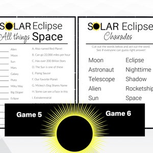 Printable Solar Eclipse Games With Answer Sheets, Solar Eclipse Party ...